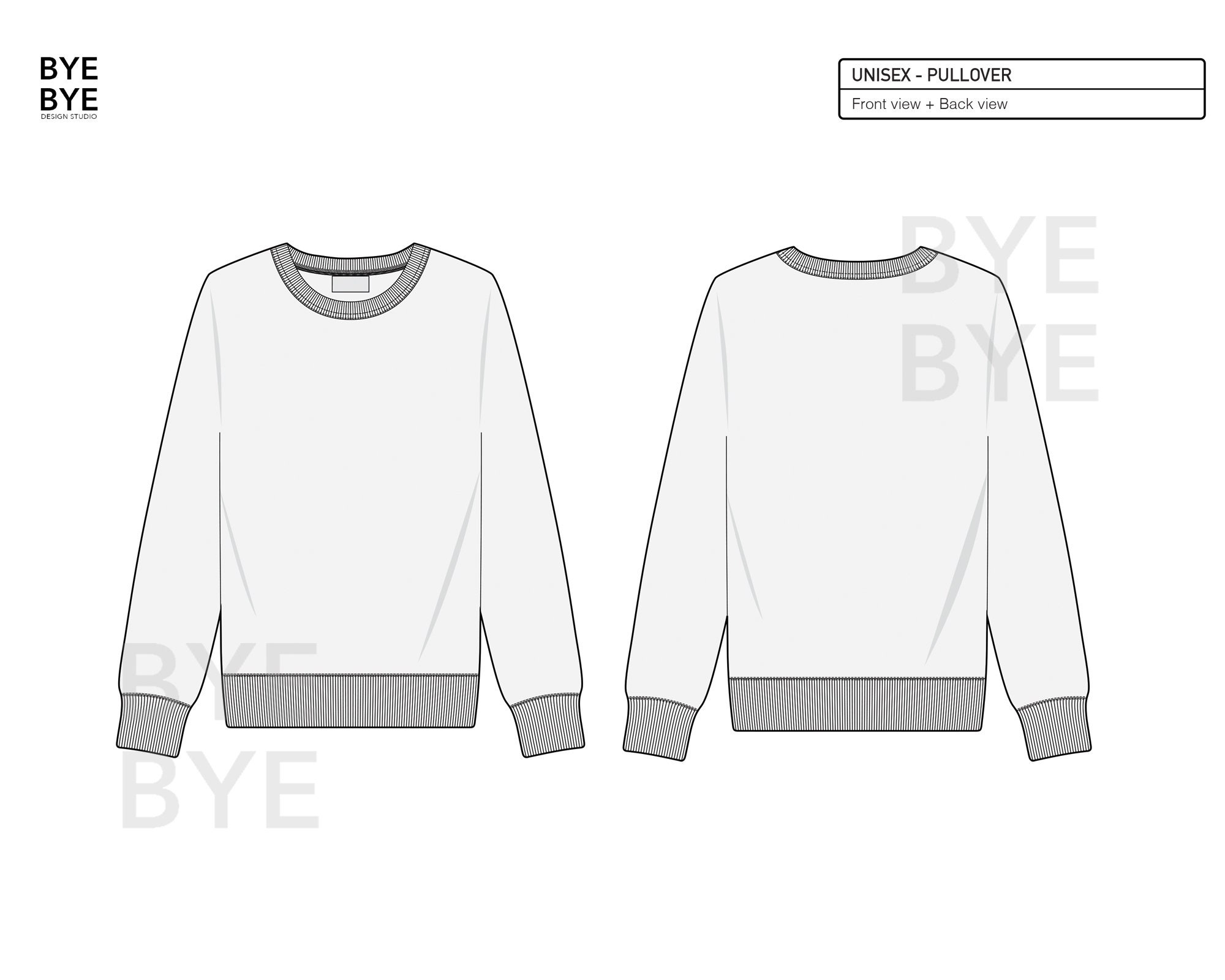 UNISEX SWEATER Fashion Design Flat Sketches to Download Technical CAD ...