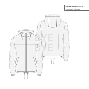 WINDBREAKER JACKET - Fashion Design Flat Sketches to Download ...