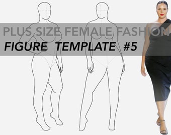 Fashion Sketchbook Figure Template Plus Size Croquis 3 | Etsy