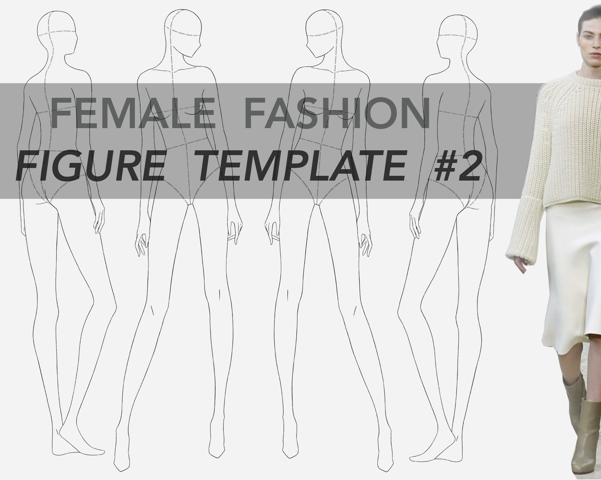Fashion Sketchbook Figure Template - Fashion Croquis #2 - Etsy
