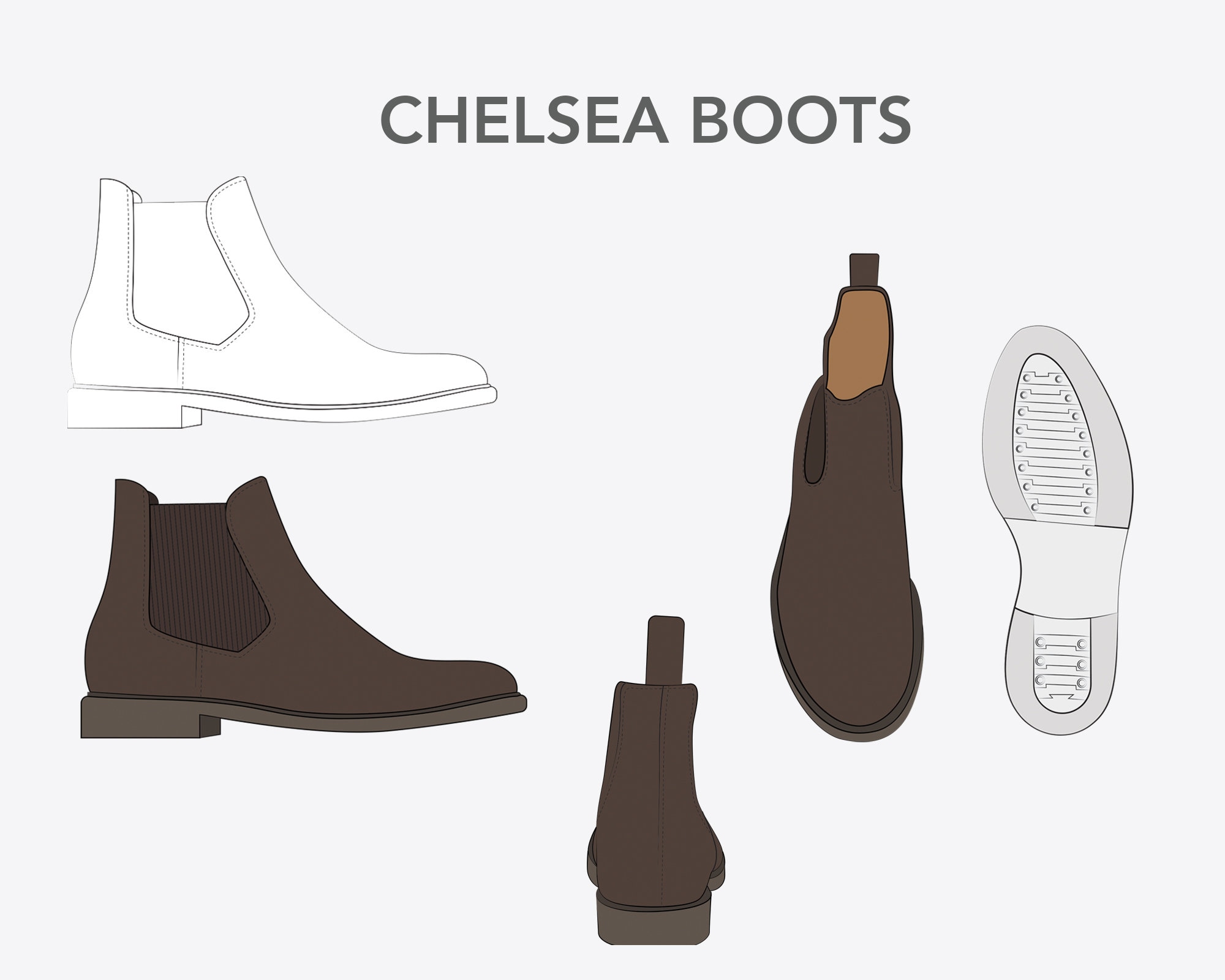 FLAT Low BOOTS - Fashion Design Flat Sketches to Download - Technical ...