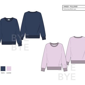 UNISEX SWEATER Fashion Design Flat Sketches to Download Technical CAD ...