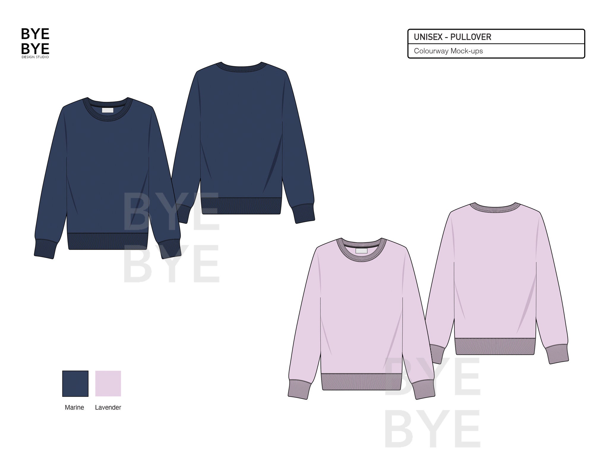 UNISEX SWEATER Fashion Design Flat Sketches to Download Technical CAD ...