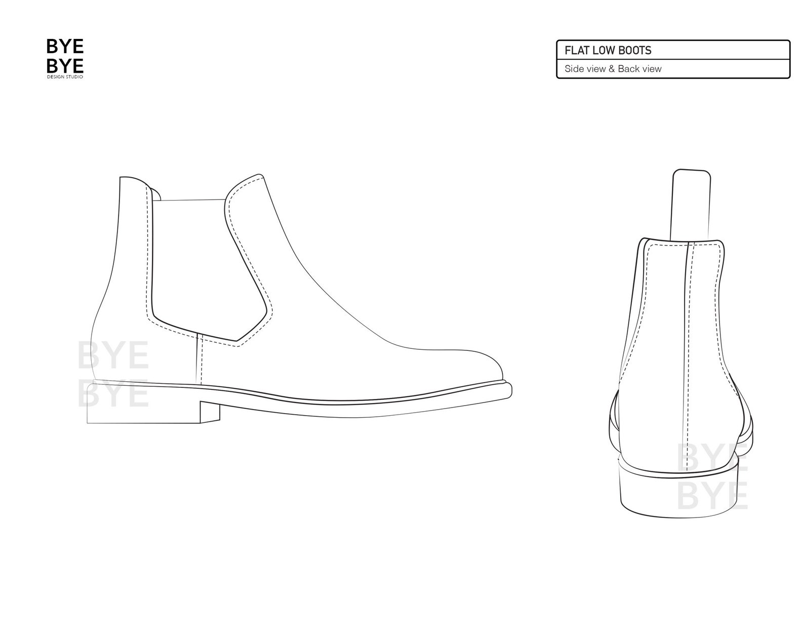 FLAT Low BOOTS - Fashion Design Flat Sketches to Download - Technical ...