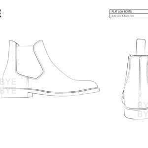 FLAT Low BOOTS - Fashion Design Flat Sketches to Download - Technical ...