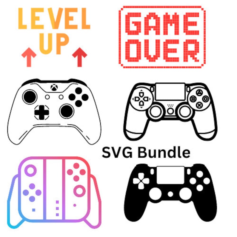 Video Game SVG, Controller SVG, SVG, Game Over, Level Up, Svg Bundle - Etsy