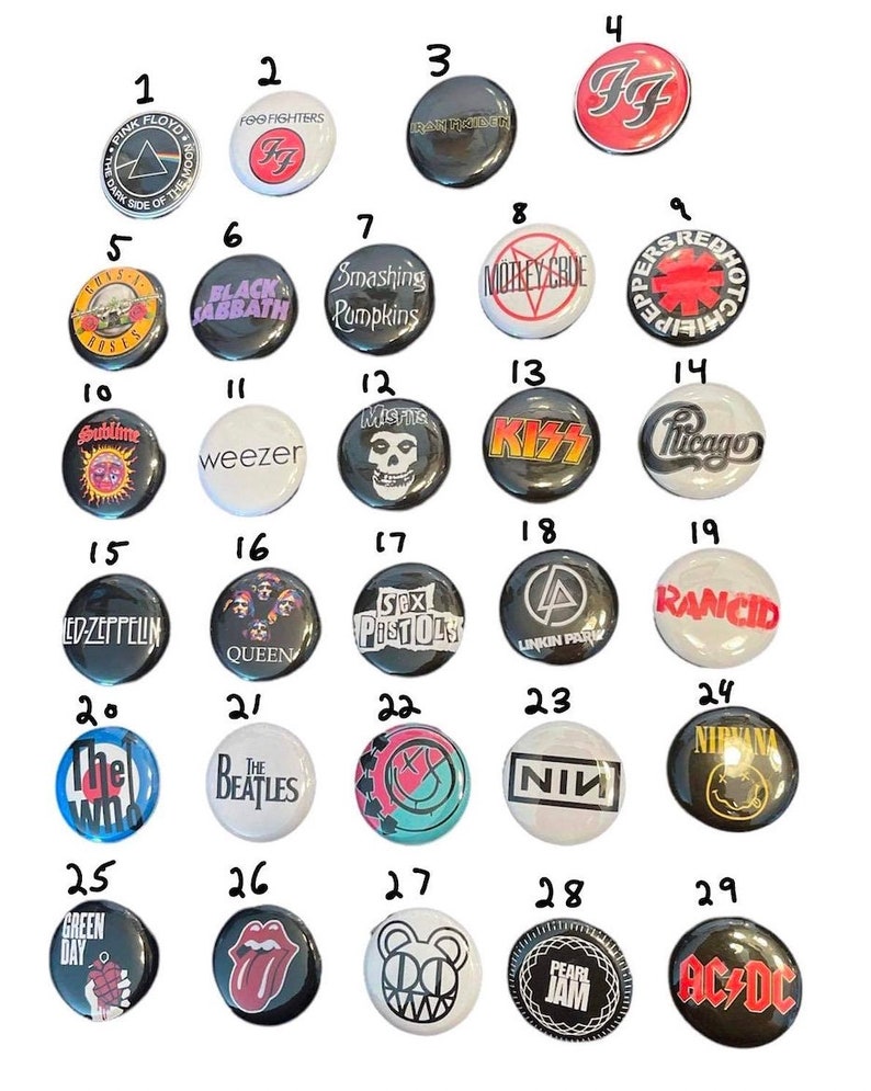 Rock Band Pins Band Pins Rock Pins - Etsy