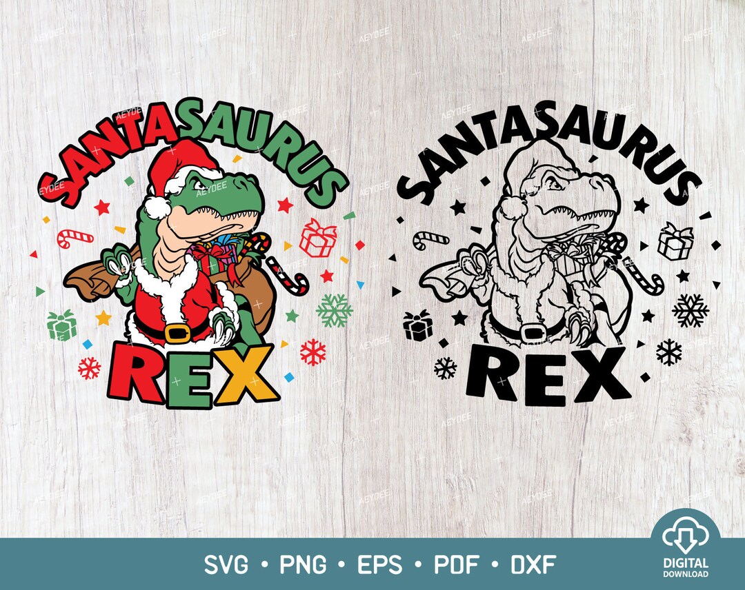 Santa Saurus Rex Svg, Christmas Dinosaur Svg Png, Santa T-rex Svg Png ...