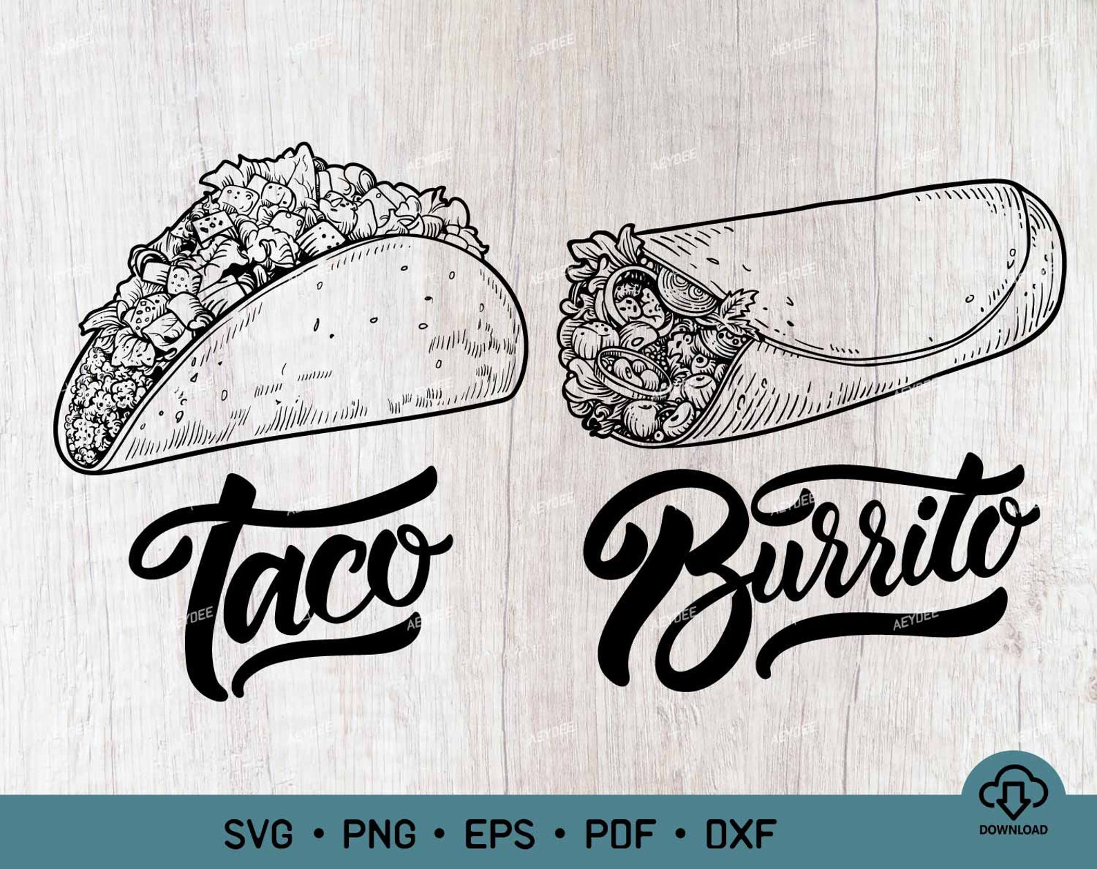 Taco Svg Burrito SVG Mexican food lover Taco Burrito Svg | Etsy
