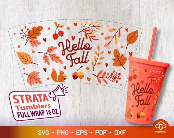 Hello Fall Full Wrap SVG for Strata Cup 16 Oz Fall Leaves - Etsy