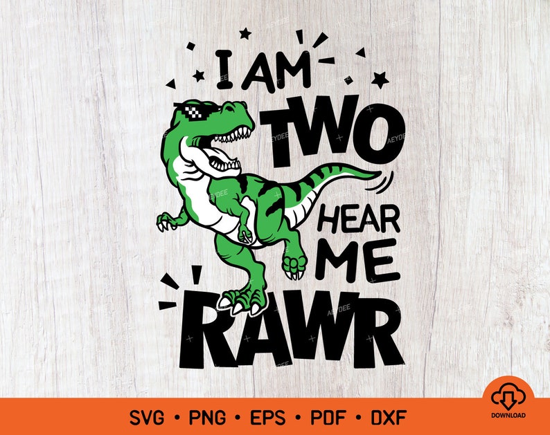 I Am Two Hear Me Rawr Svg Second Birthday 2 Year Old - Etsy