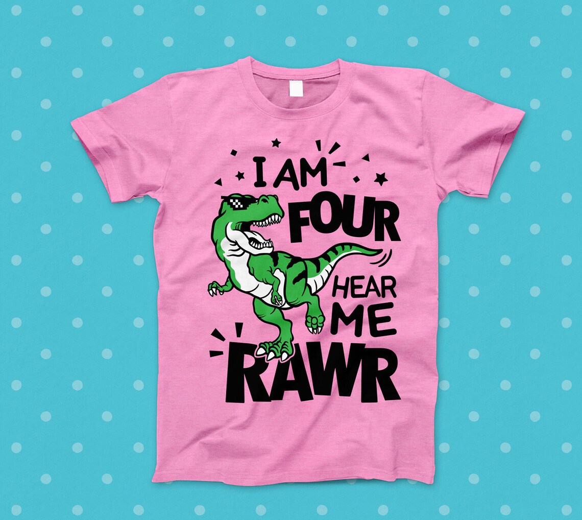 I Am Four Hear Me Rawr Svg 4th Birthday 4 Year Old Birthday - Etsy Canada