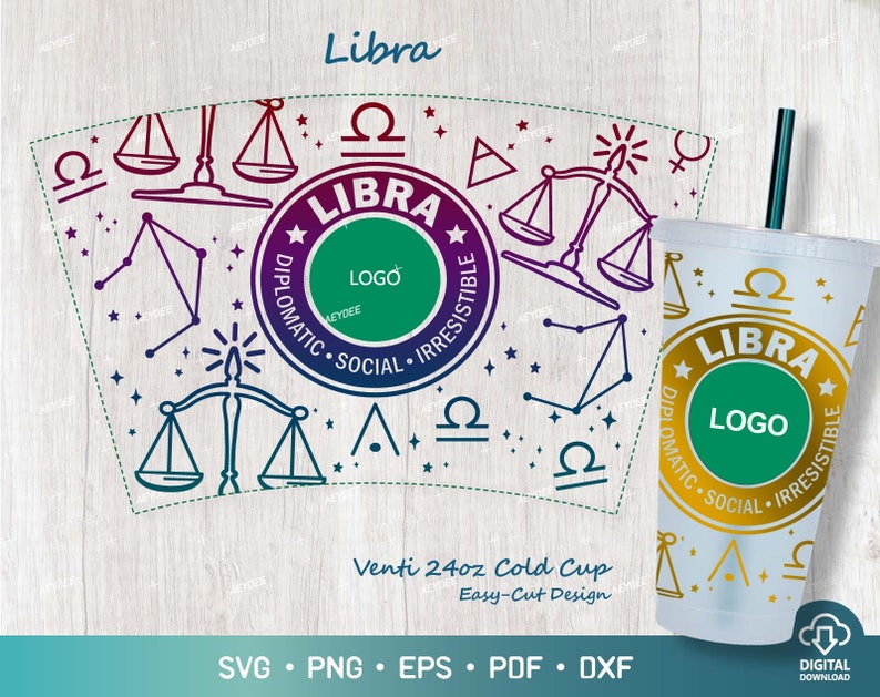 Libra Zodiac Horoscope Svg for Venti Cold Cup 24oz Zodiac - Etsy