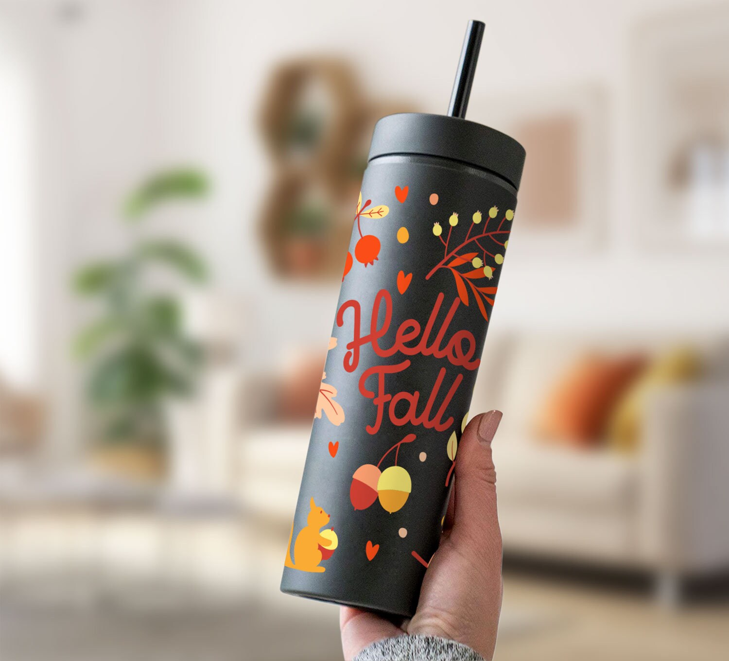 Hello Fall Full Wrap SVG for Strata Skinny Tumbler 16 Oz, Fall Leaves ...