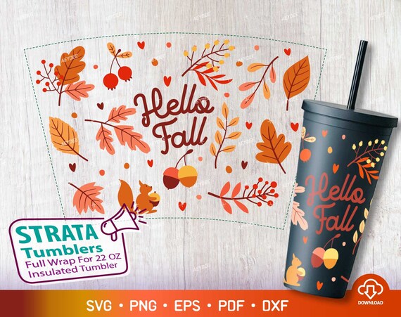 Hello Fall Full Wrap SVG for Strata Cup 22 Oz Fall Leaves - Etsy