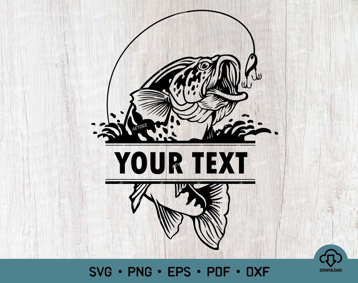 Split Bass Fish for Custom Text Split Bass Fishing Monogram - Etsy