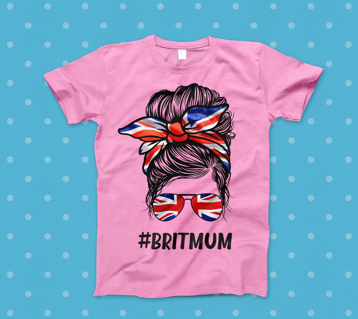 British Mum Png British Mom Life Png Union Jack Messy Bun - Etsy