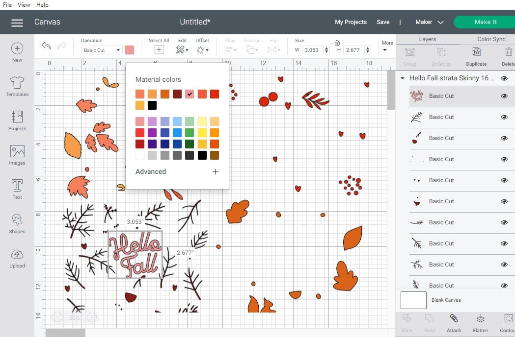 Hello Fall Full Wrap SVG for Strata Skinny Tumbler 16 Oz, Fall Leaves ...