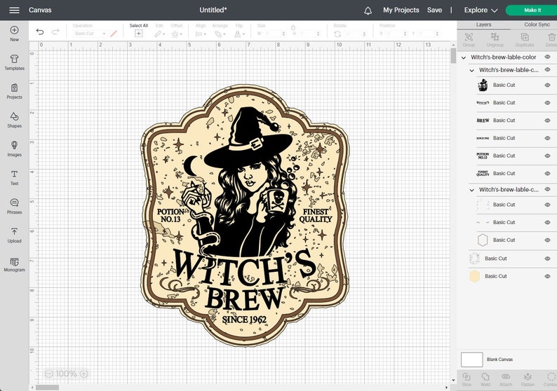 Witch's Brew Halloween Label SVG PNG File Witches - Etsy