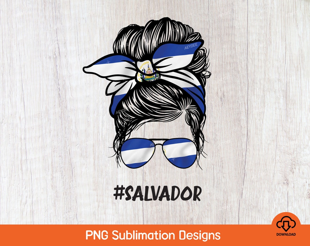 Salvador PNG, El Salvador Messy Bun Png, Bandera de El Salvador Messy ...
