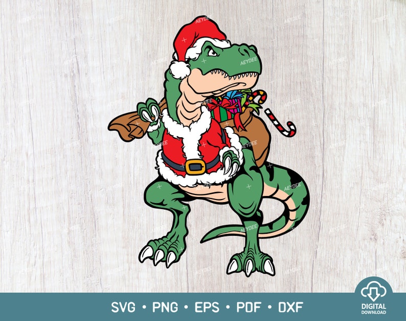 Christmas Dinosaur Svg Png, Santa Saurus Rex Svg, Santa T-rex Svg Png ...