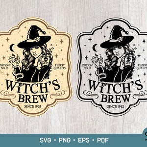 Witch's Brew Halloween Label SVG PNG File, Witches Halloween Booze ...