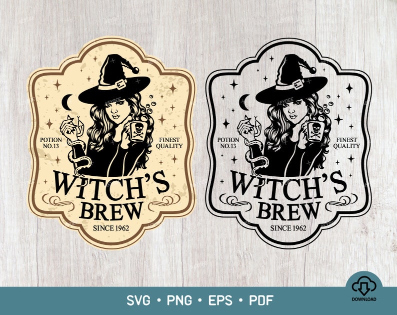 Witch's Brew Halloween Label SVG PNG File Witches - Etsy