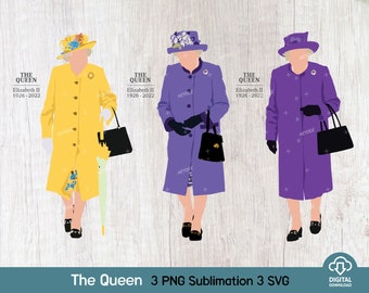 Queen Elizabeth II Side Profile Silhouette With Crown SVG - Etsy