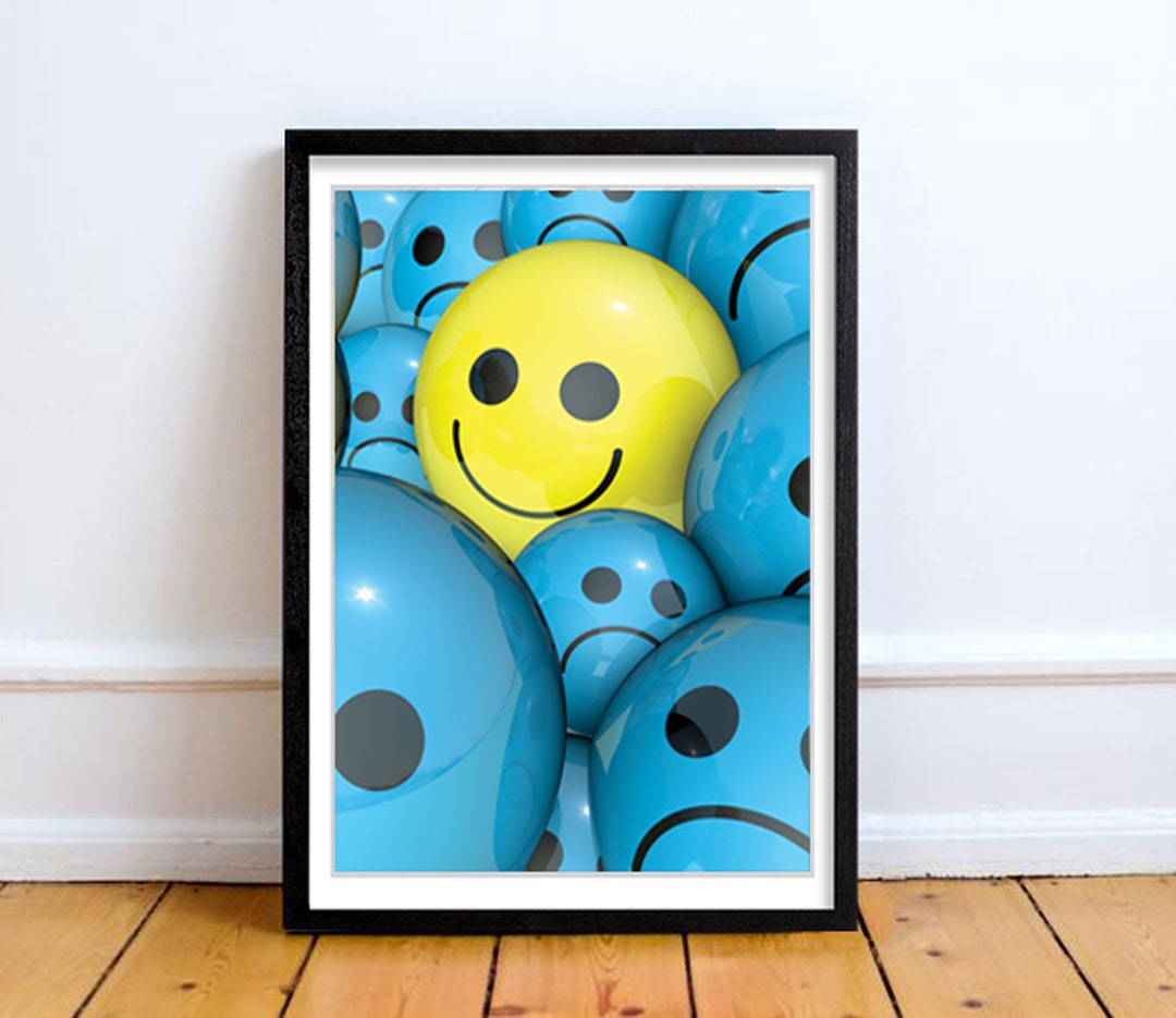 Smile Smiley Face Happy Poster, Digital Illustration- A4/A3 Instant ...