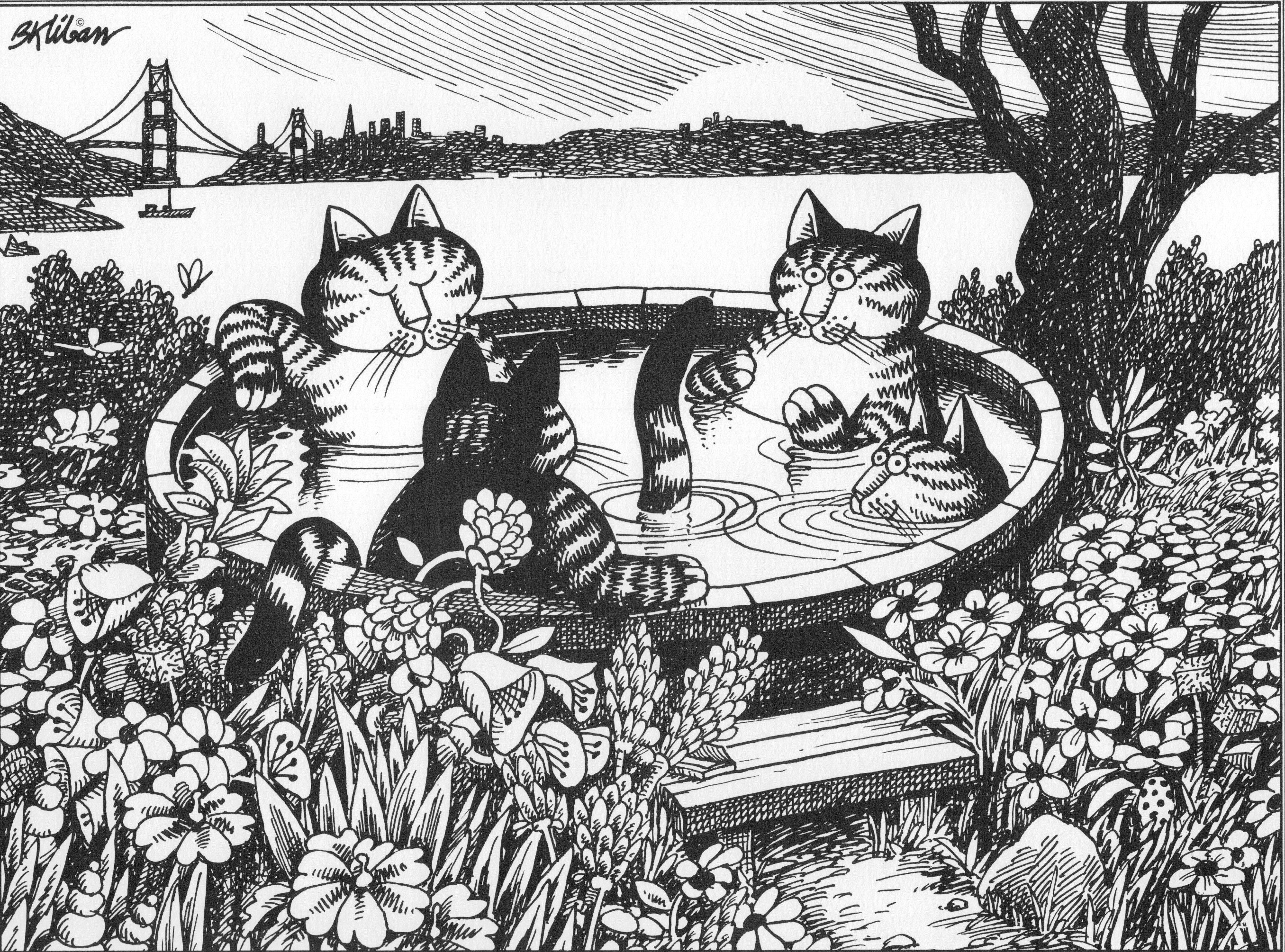 Kliban Cat Art Vintage Print – Cats Enjoying Bath in Spa #8105 - Etsy