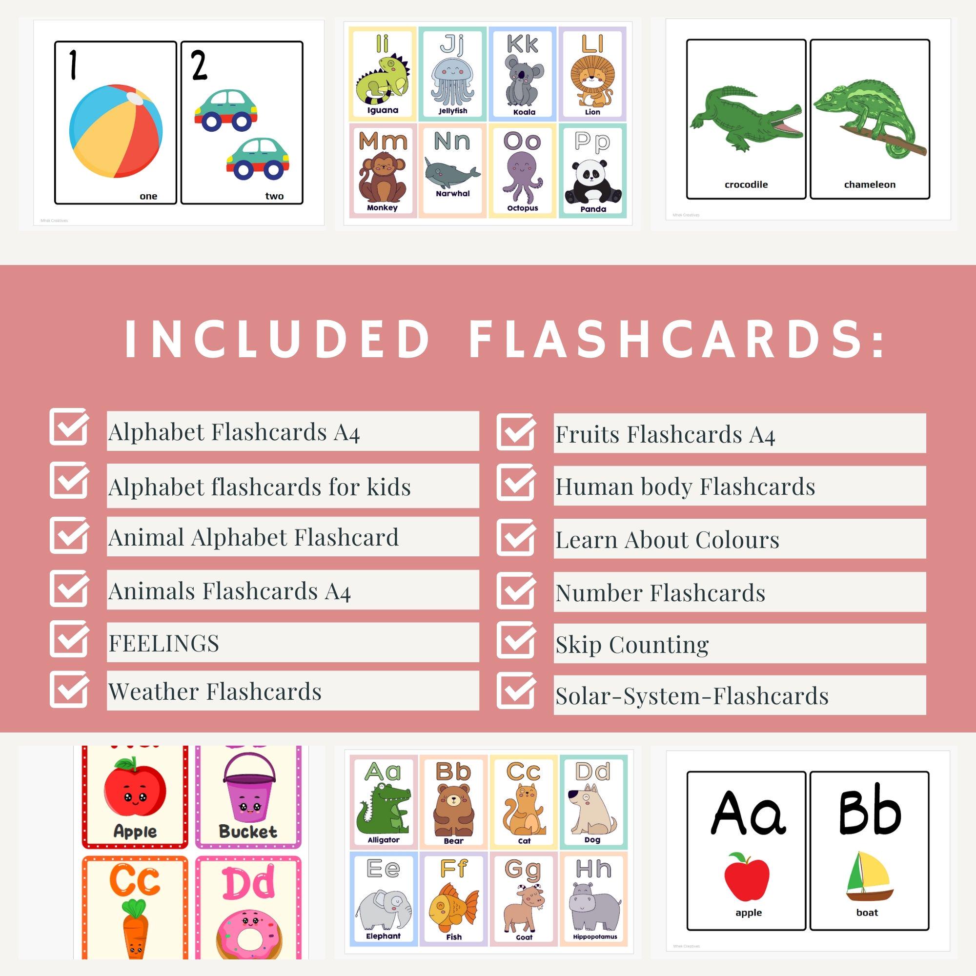 100 + Preschool Flashcards, Montessori Flashcard Bundle, Printable ...