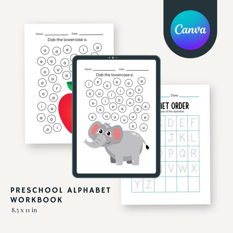 100 Pages Preschool Alphabet Workbook Kids and Educational A-Z Tracing ...