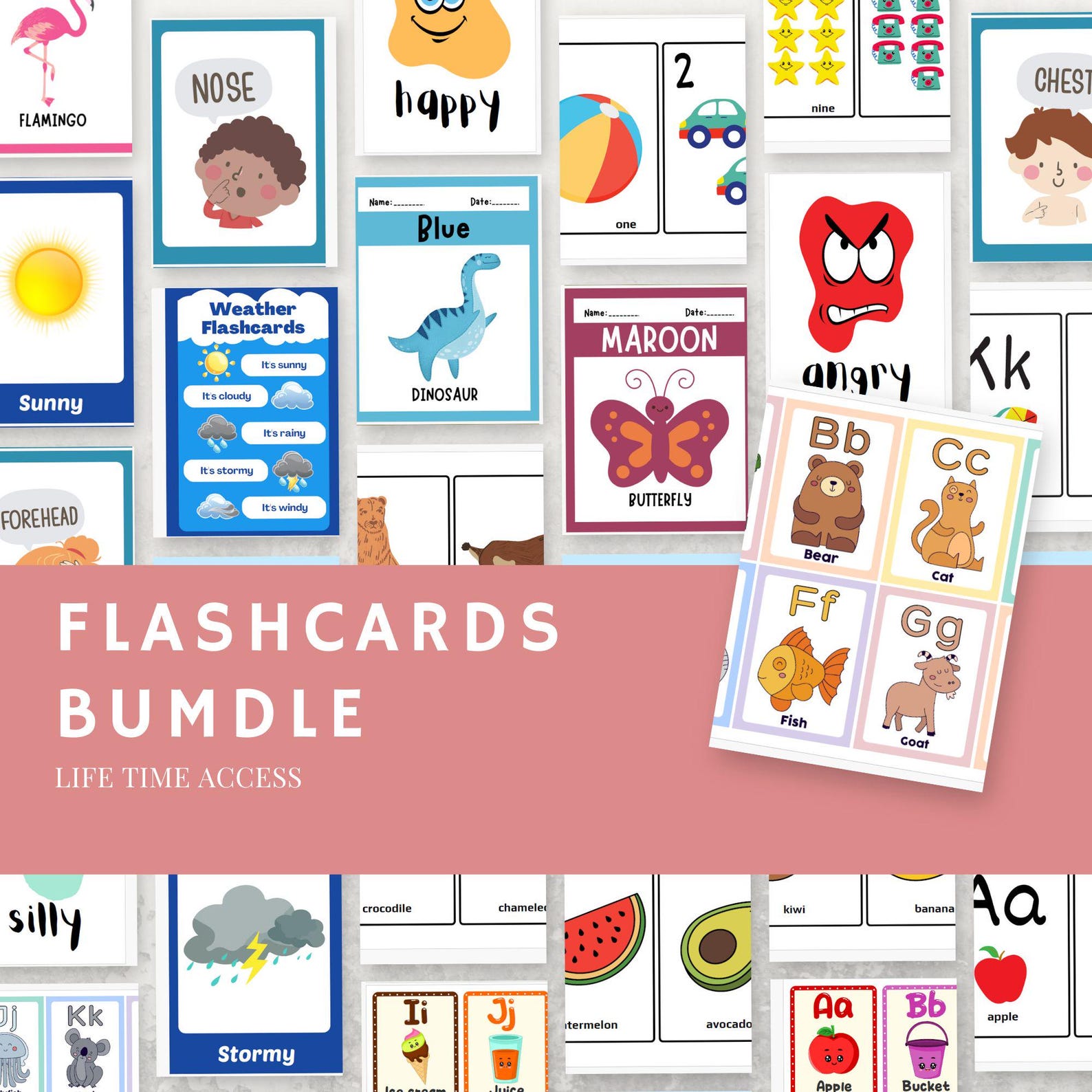 100 + Preschool Flashcards, Montessori Flashcard Bundle, Printable ...