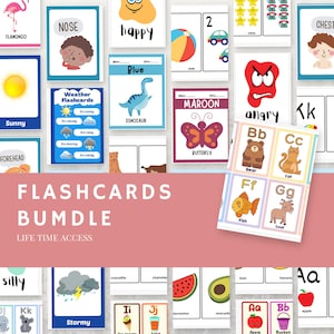 100 + Preschool Flashcards, Montessori Flashcard Bundle, Printable ...