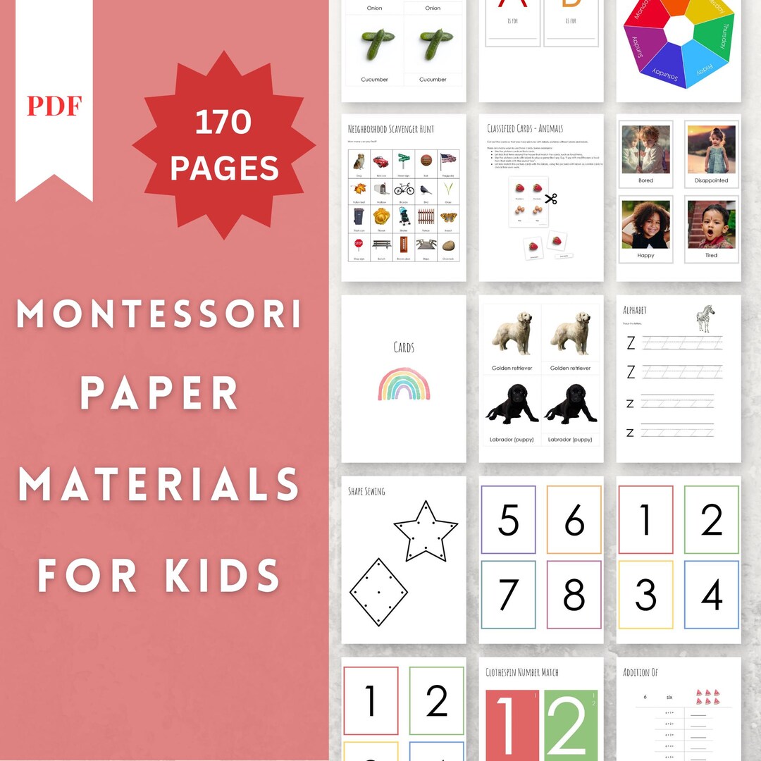MONTESSORI WORKSHEET Mega Pack | 170 Pages | A4 Digital Download - Etsy