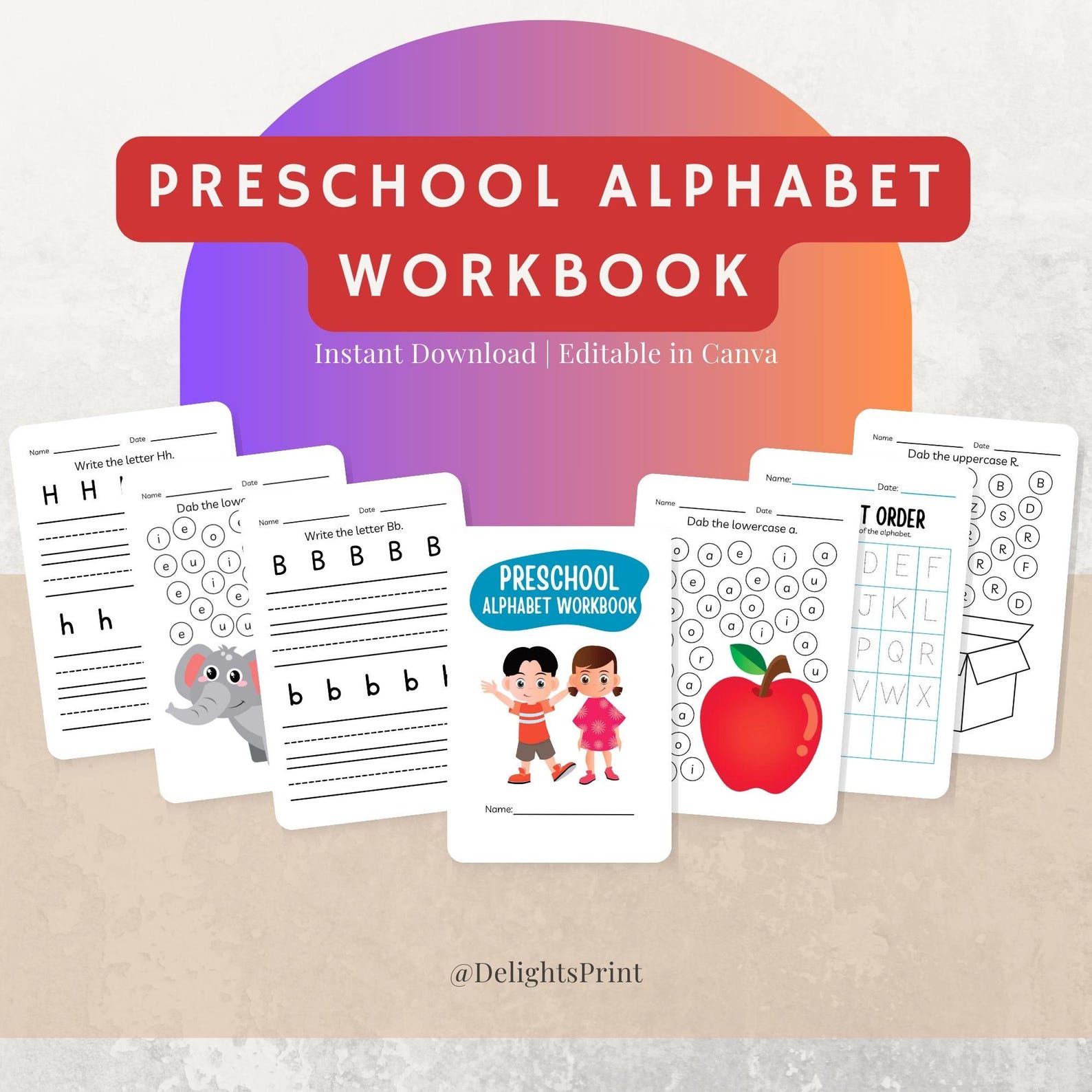 100 Pages Preschool Alphabet Workbook Kids and Educational A-Z Tracing ...