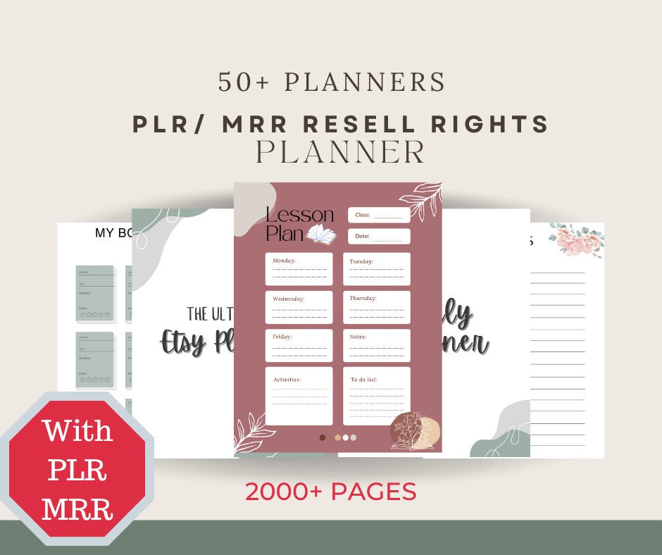 50 PLR and MRR Planner Bundle Plr and Mrr Master Resell Right Plr ...