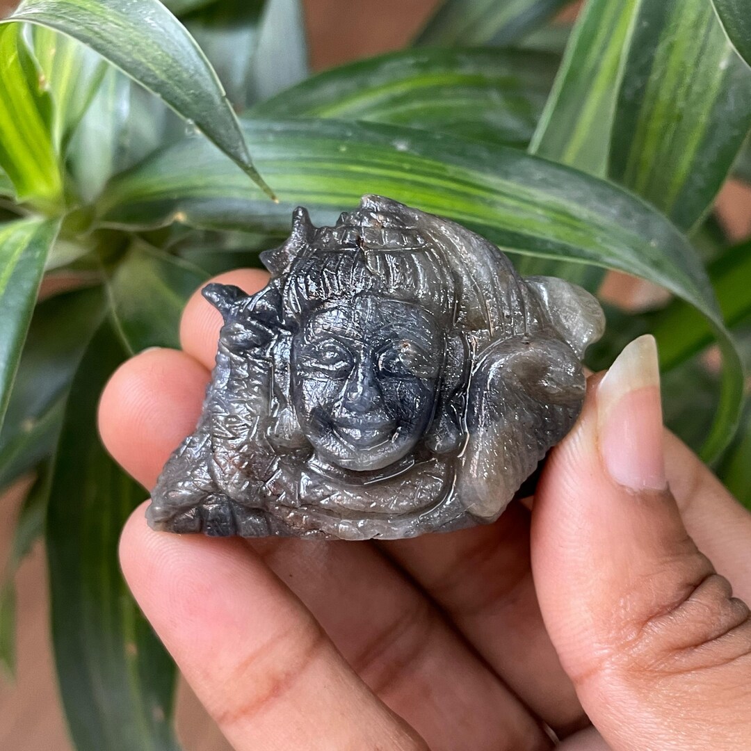 Natural Blue Sapphire Lord Shiva Head Sculpture With Lab Certificate - Etsy