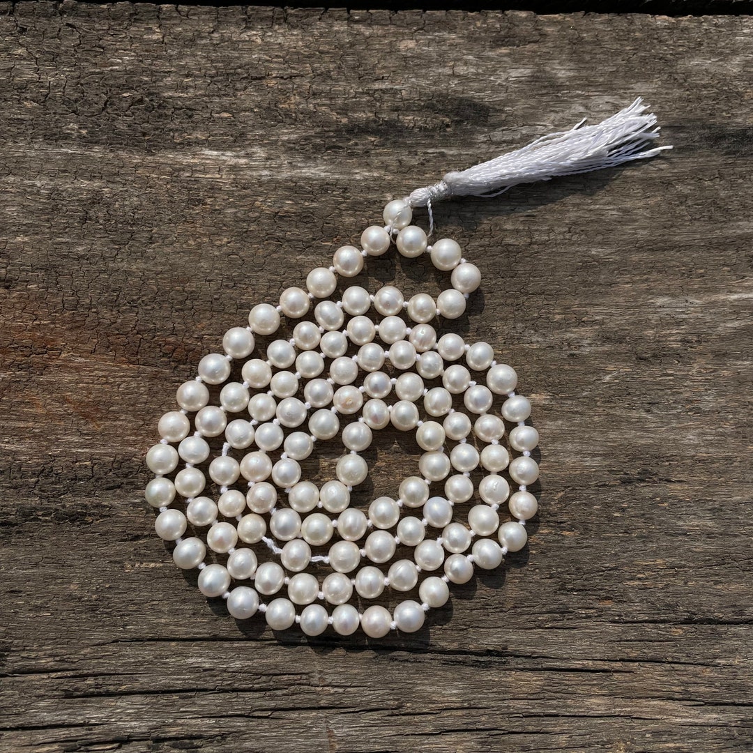 Freshwater Pearl Mala, Real Pearl Bead Necklace for Meditation - Etsy