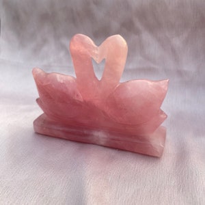 Rose Quartz Stone Swan Duck Pair for Premium Gift - Etsy