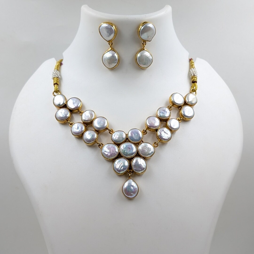 Pearls Necklace & Earring Set - Original Pearls in Silver Jewellery - Etsy
