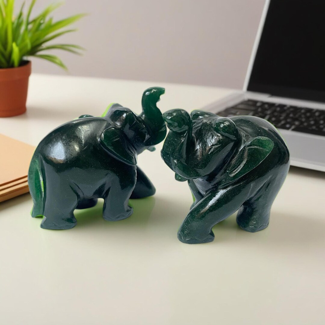 Green Jade Elephant Figurine, Elegant Home Decor Accent - Etsy