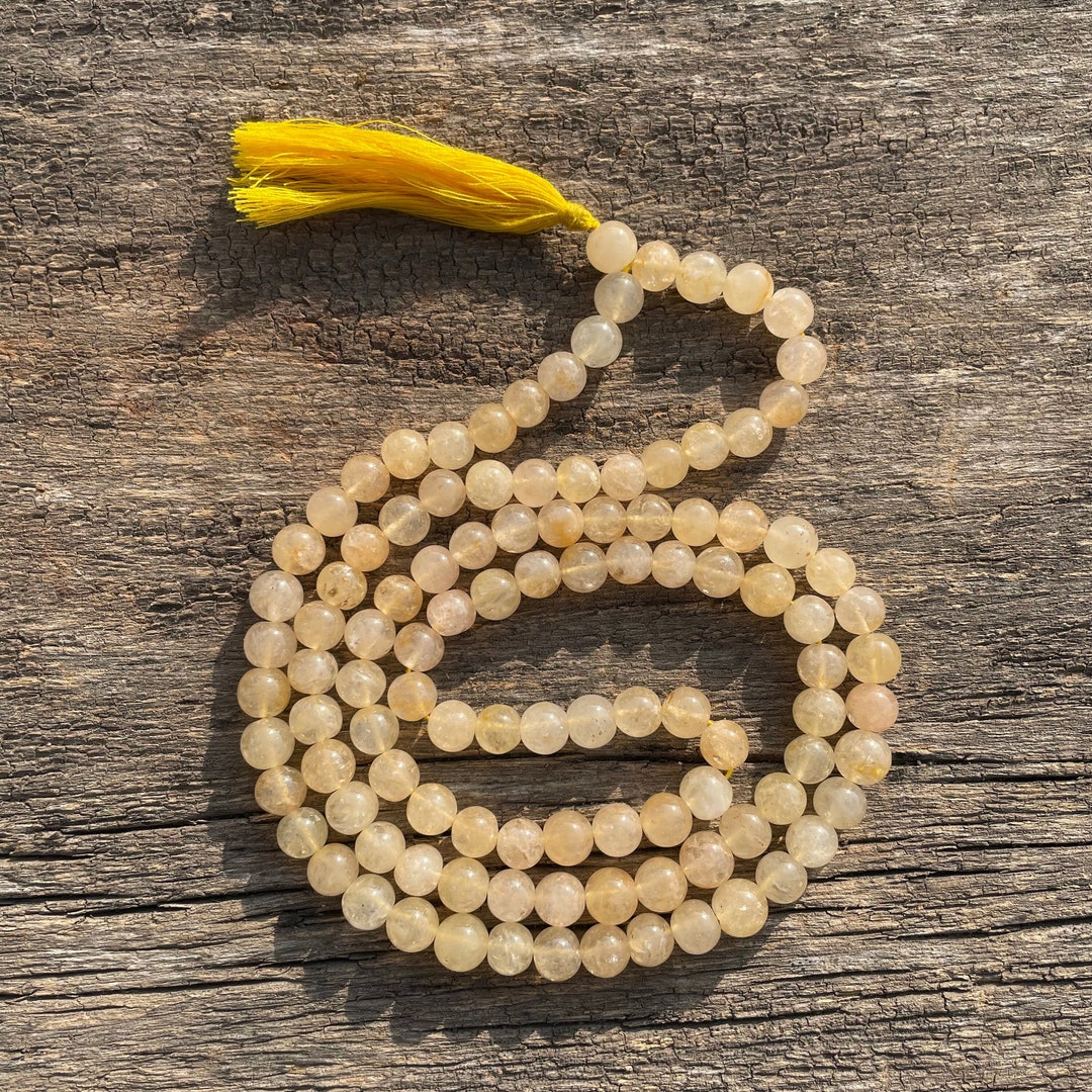 Yellow Jade Stone Necklace Mala, Meditation Beads Mala for Gifts - Etsy