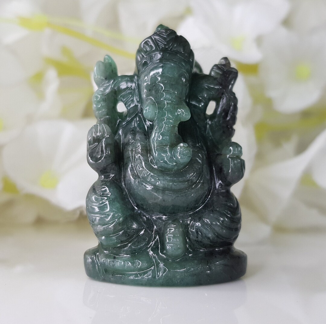 Natural Emerald Ganesha 2 Lab Certified Hand-carved Emerald Ganesha ...
