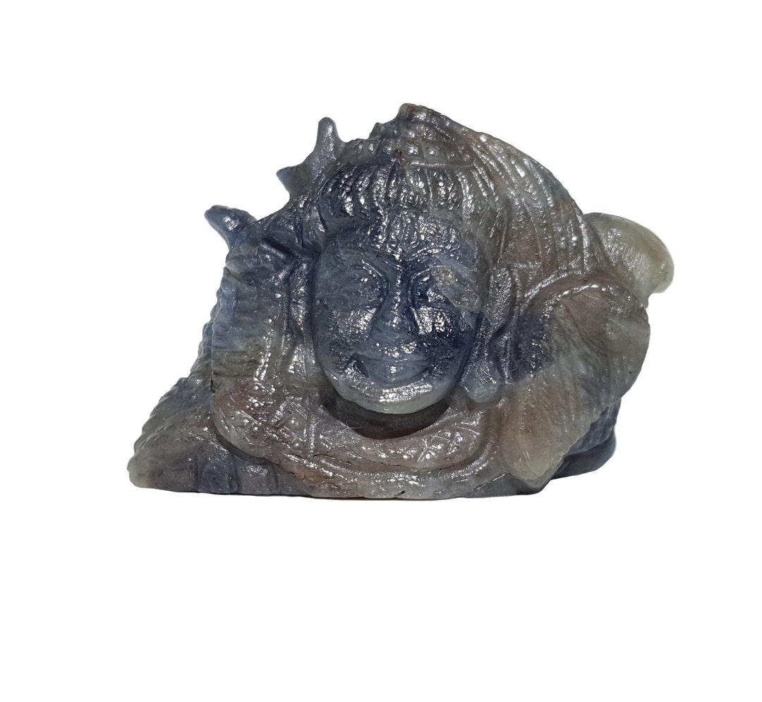 Blue Sapphire Shiva Head Natural Blue Sapphire Carved 3.30cm Lord Shiva ...