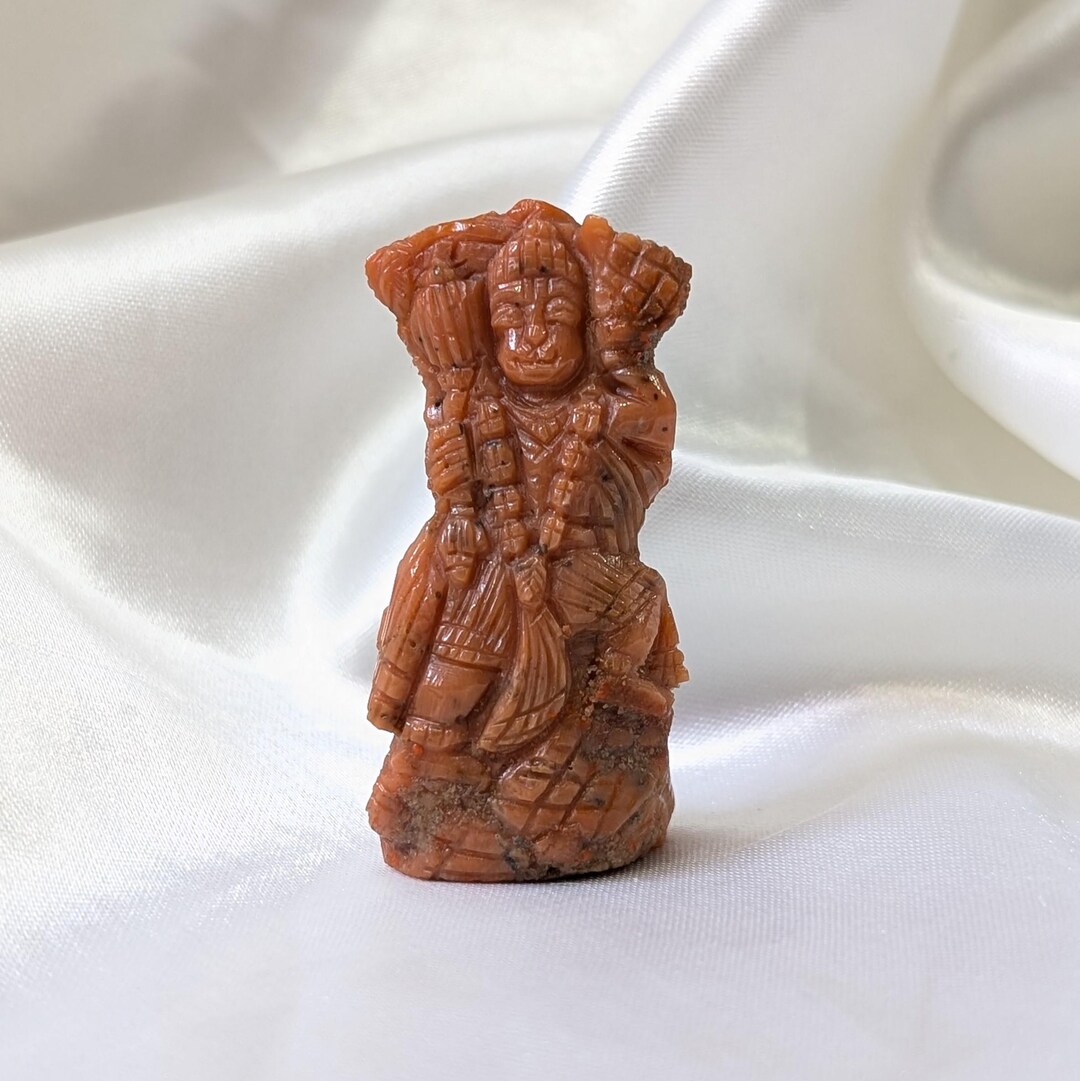 Original Red Coral Hanuman Idol With Lab Certified, 2.15" Lord Hanuman ...