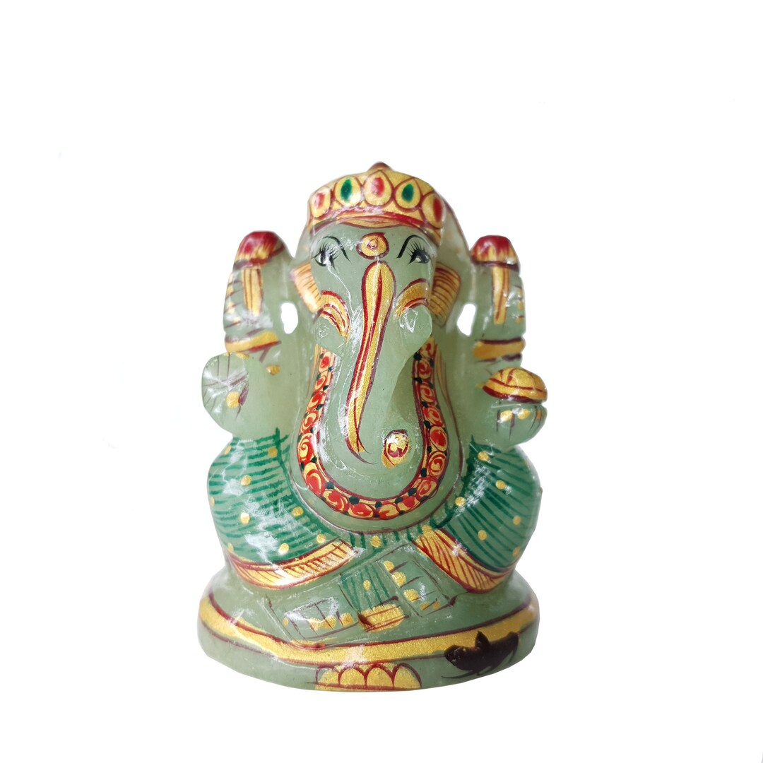 Jade Ganesha Jade Carved Ganesha Gold Painted Ganesha - Etsy