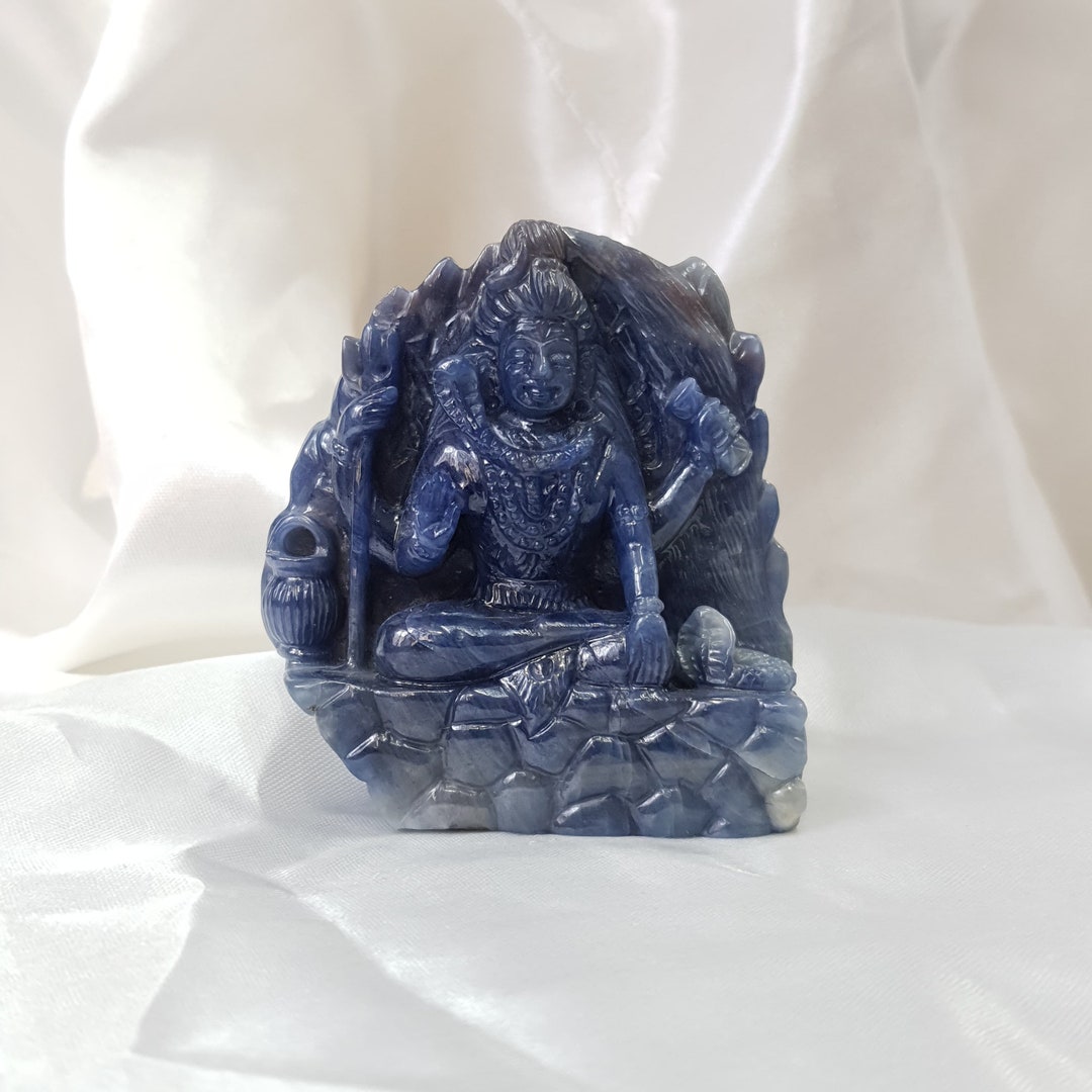 Original Blue Sapphire Shiva Statue IIGJ Certified Blue Sapphire ...