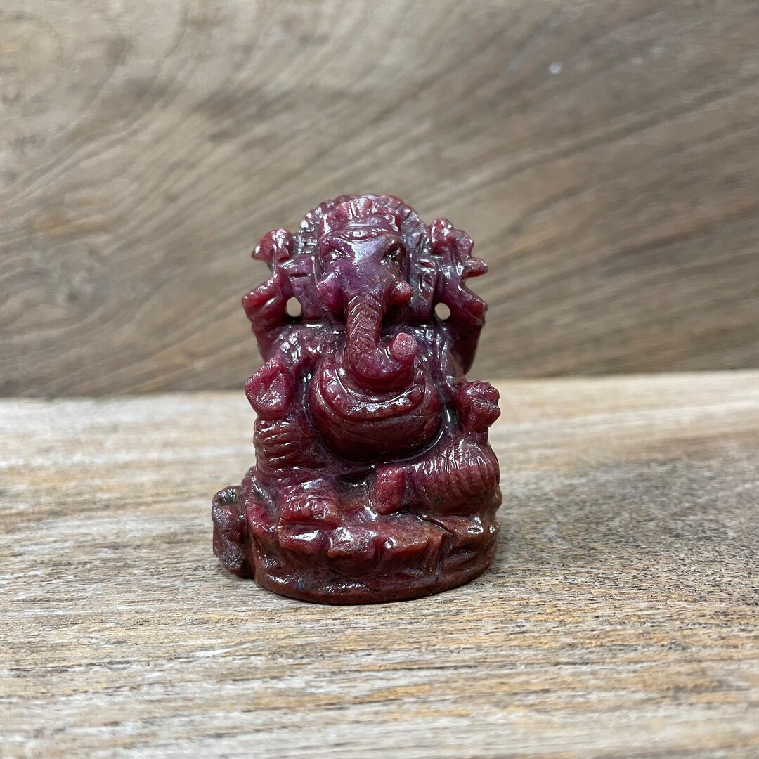 Ruby Ganesha Statue, Lab Certified Hand-carved Ganesh for Worship ...