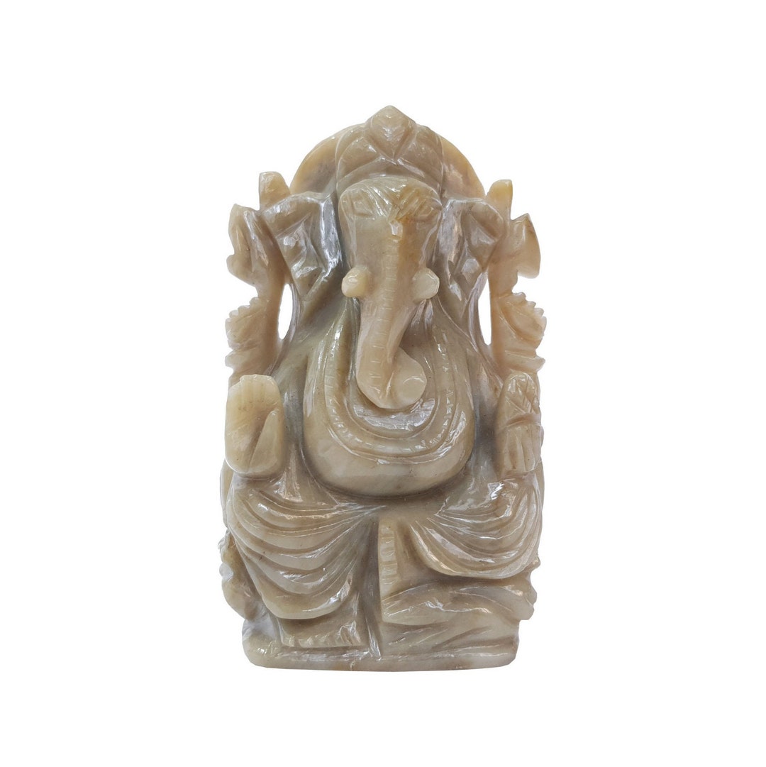 Calcite Ganesha Statue for Pooja Room - Hand Carved Spiritual Stone ...